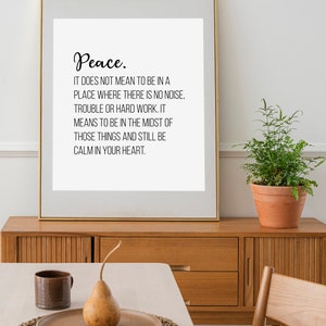 Printable "peace" Poster, Printable Typography Art, Printable Wall Art ...