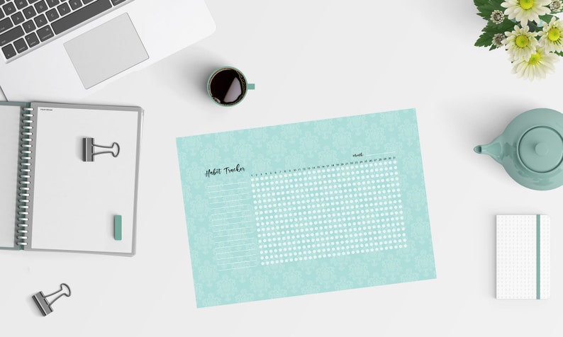 To Do Lists Printable Set Damask Pattern With BONUS A4 Habit Tracker ...