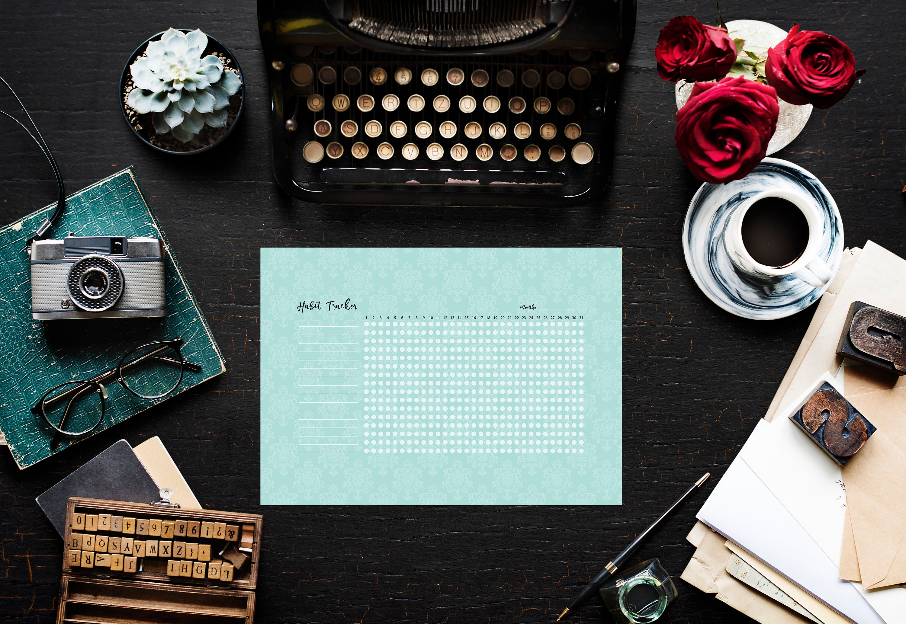 To Do Lists Printable Set Damask Pattern With BONUS A4 Habit Tracker A4 ...