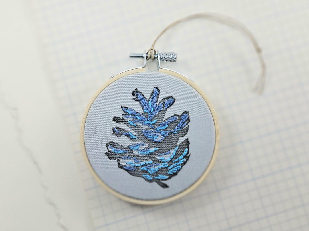 Hoop Ornament | Blue Pine Cone - Etsy
