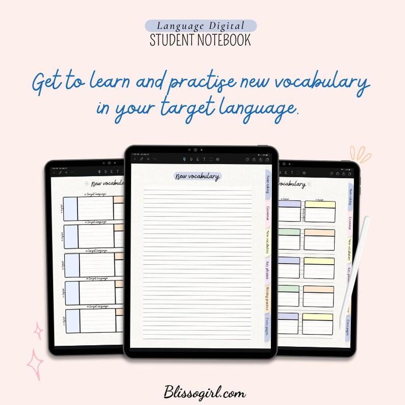 Language Study Digital Notebook Language Learning Notebook - Etsy España