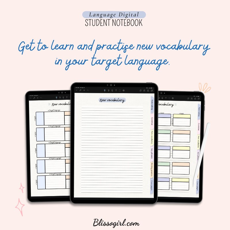Language Study Digital Notebook Language Learning Notebook - Etsy España