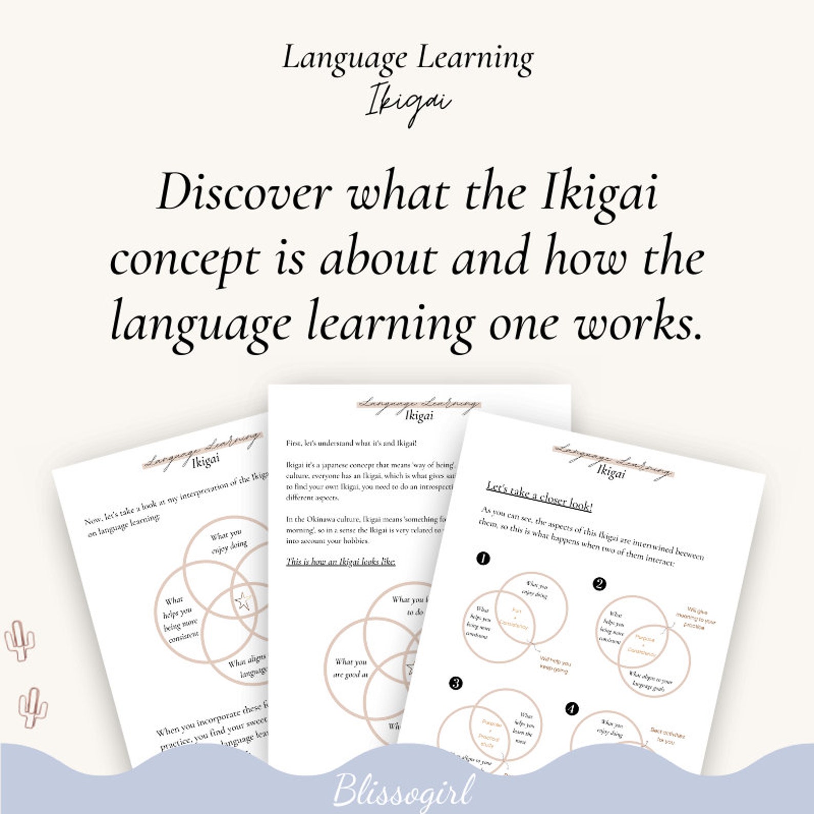 Language Learning Ikigai, Language Workbook, Language Notebook ...