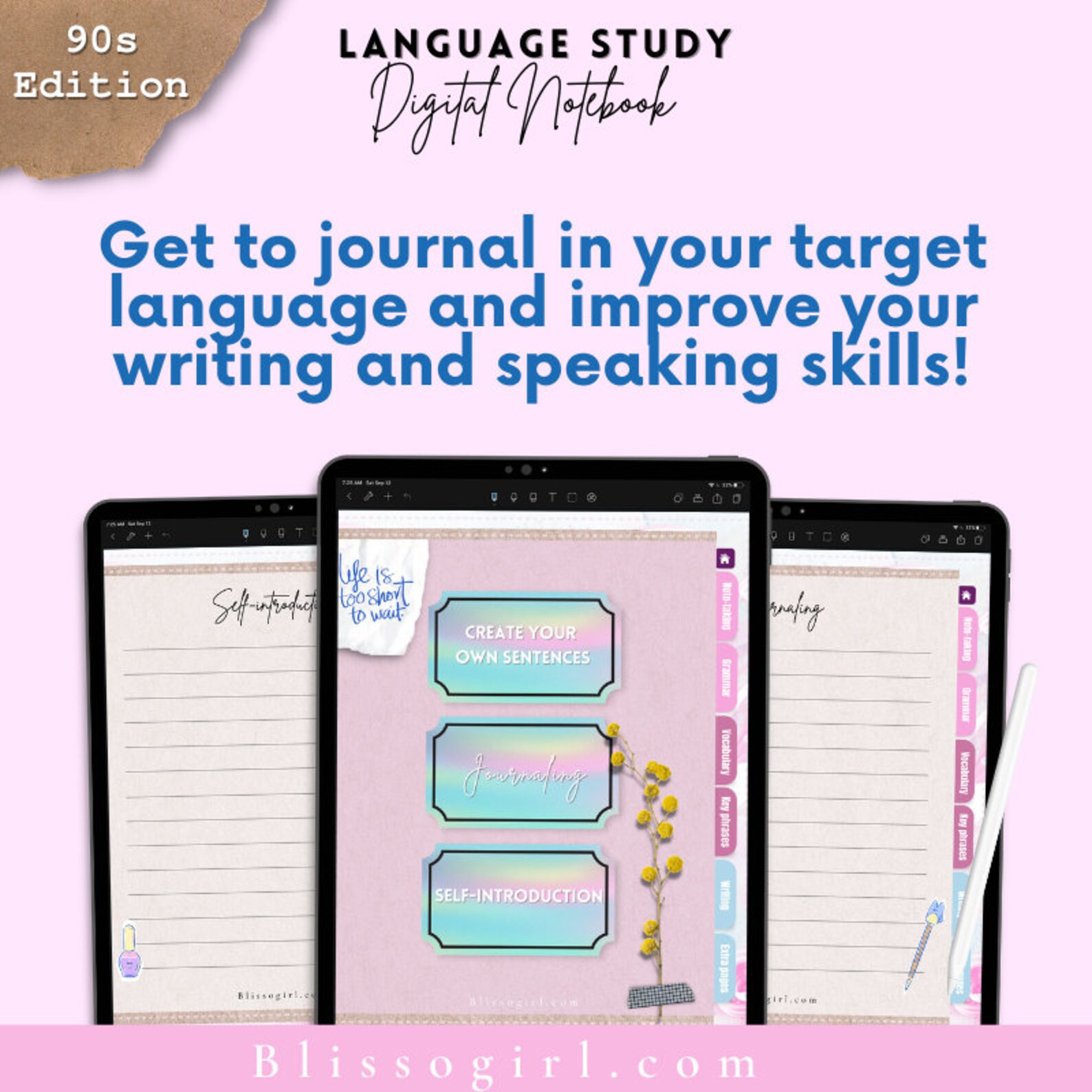 Language Digital Notebook Language Learning Digital Notebook | Etsy