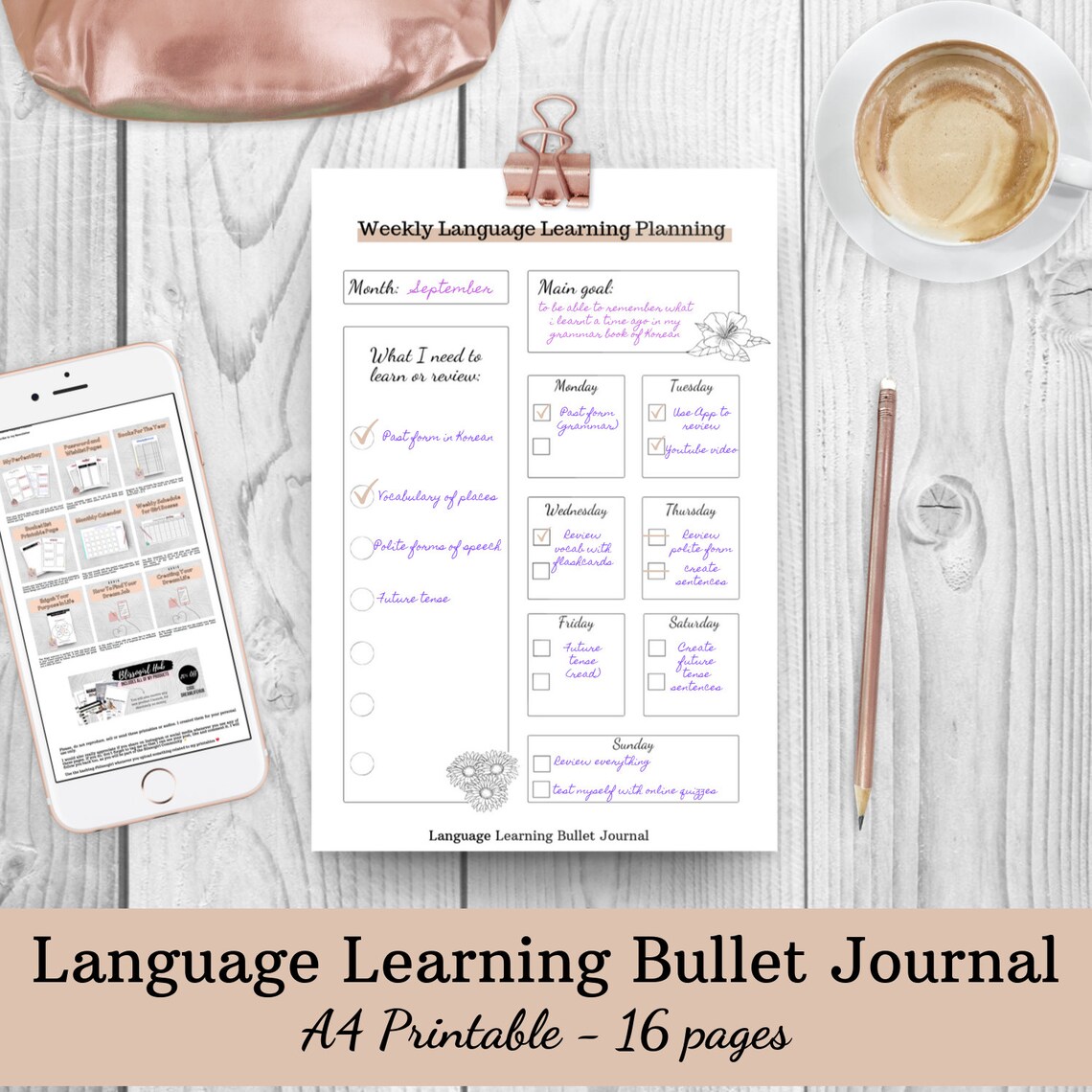 Language Learning Bullet Journal Languages Planner Languages | Etsy
