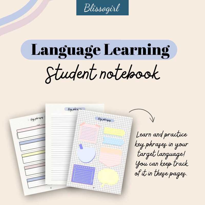 Language Study Notebook Language Learning Language Learning - Etsy España