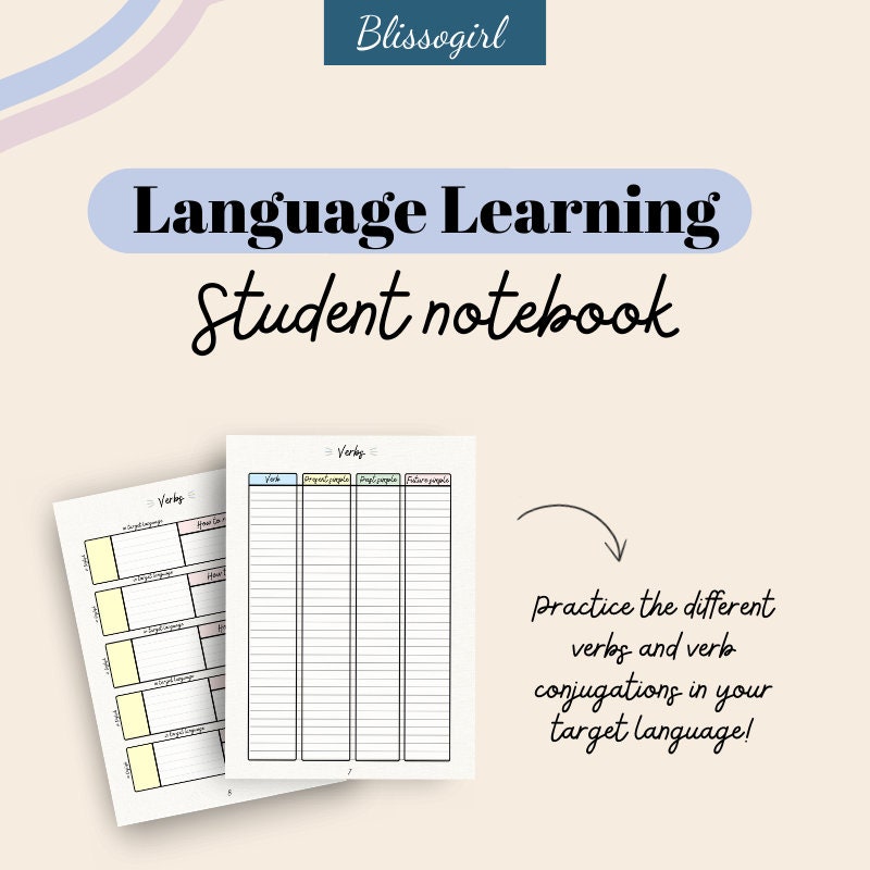 Language Study Notebook Language Learning Language Learning - Etsy España