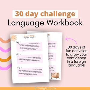 30-day Language Challenge Workbook, Grow Your Confidence, Foreign Languages Activities, English ...