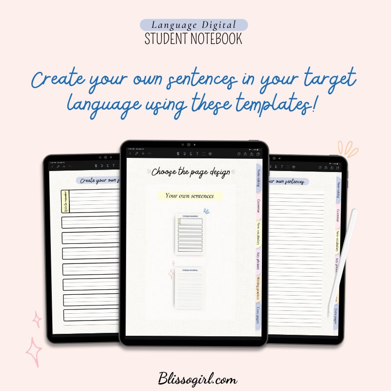 Language Study Digital Notebook Language Learning Notebook - Etsy España