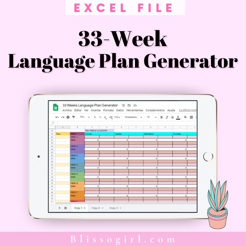 Language Learning Plan Generator Excel File, Schedule Your Practice for ...