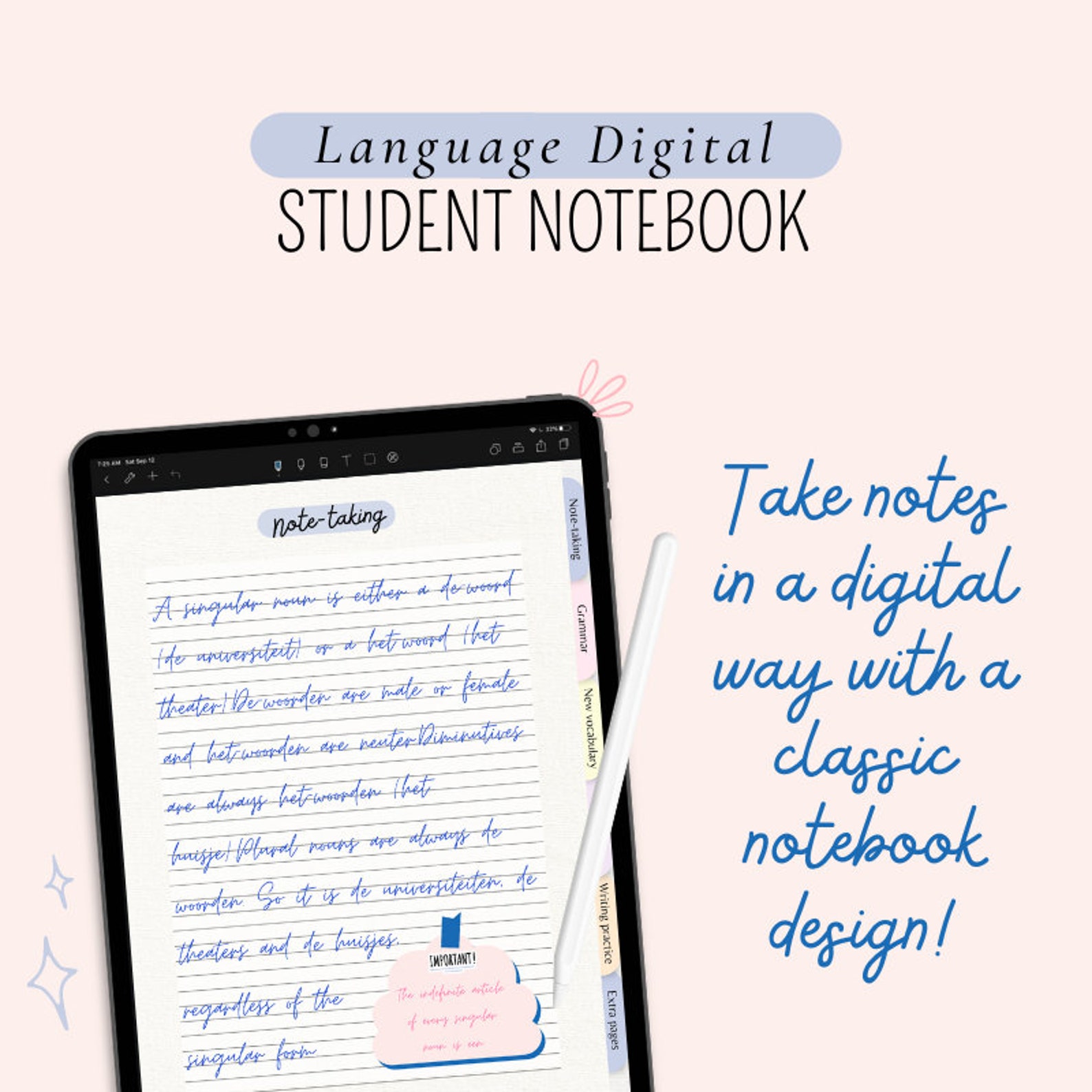 Language Study Digital Notebook Language Learning Notebook - Etsy España