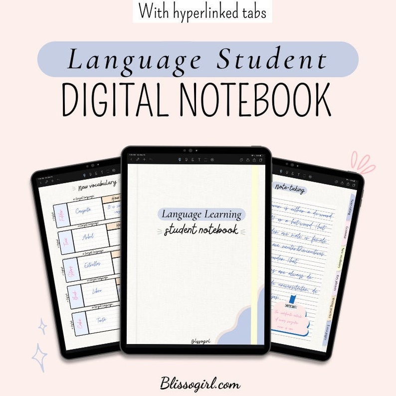 Language Study Digital Notebook Language Learning Notebook - Etsy España