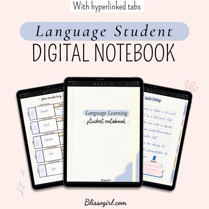 Language Study Digital Notebook Language Learning Notebook | Etsy