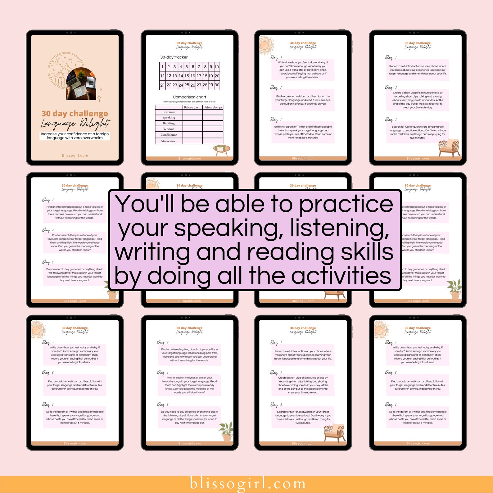 30-day Language Challenge Workbook Grow Your Confidence - Etsy