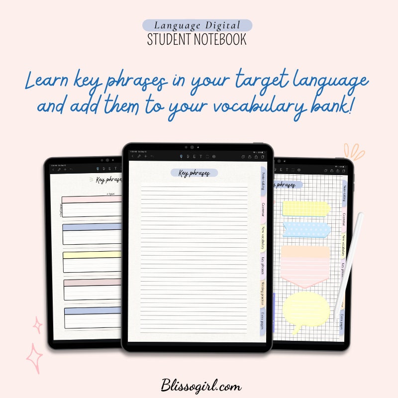Language Study Digital Notebook Language Learning Notebook - Etsy España