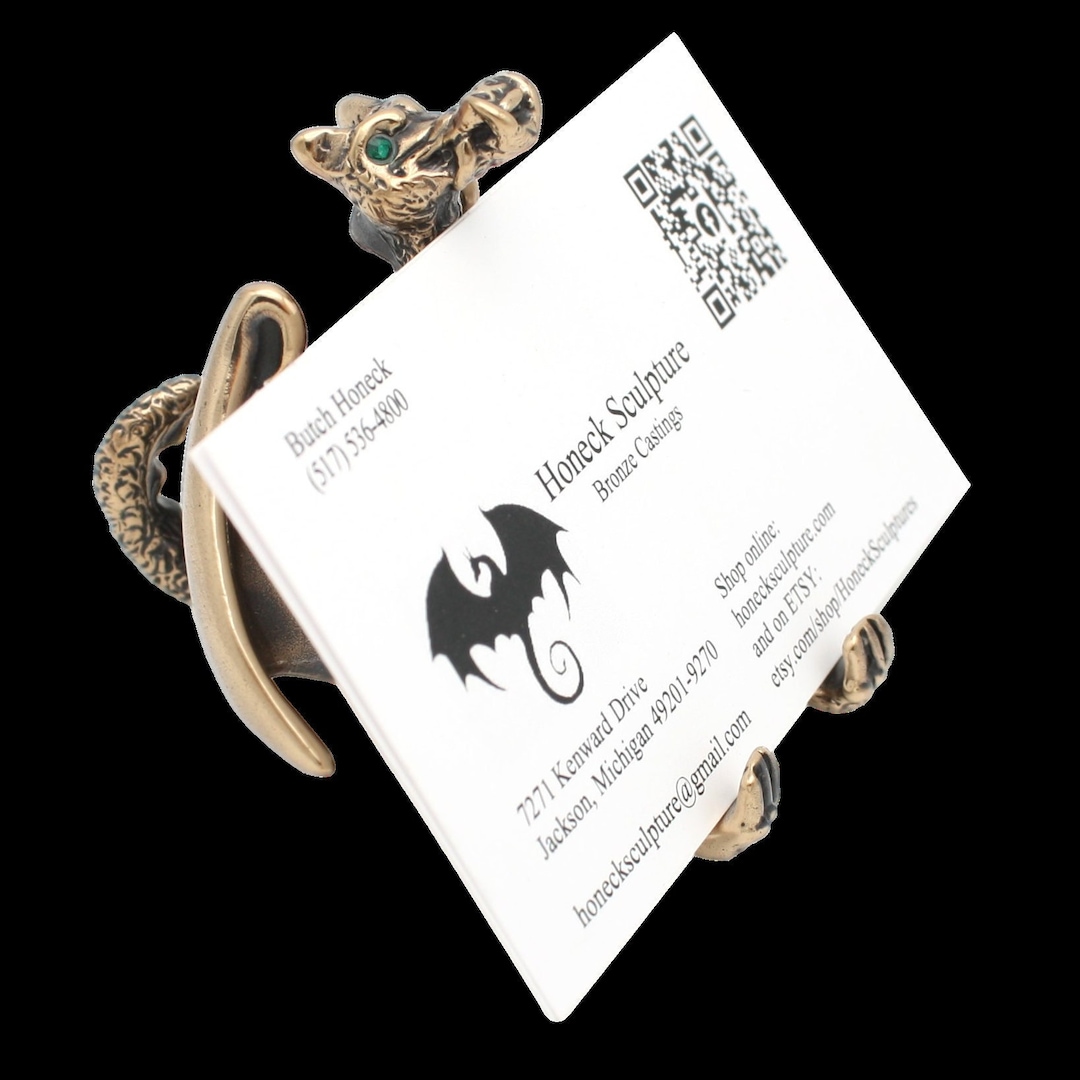 Bronze Small Business Card Dragon - Etsy