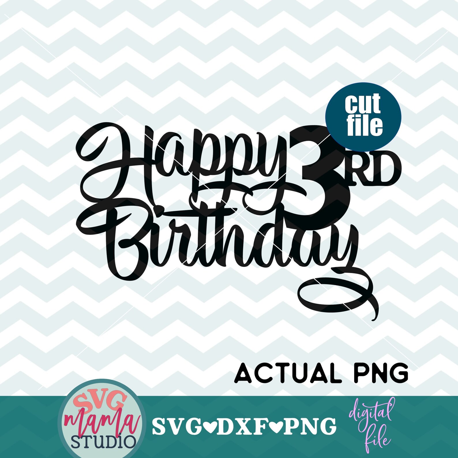 Cake Topper Svg Happy 3rd Birthday Svg Birthday Svg Dxf - Etsy