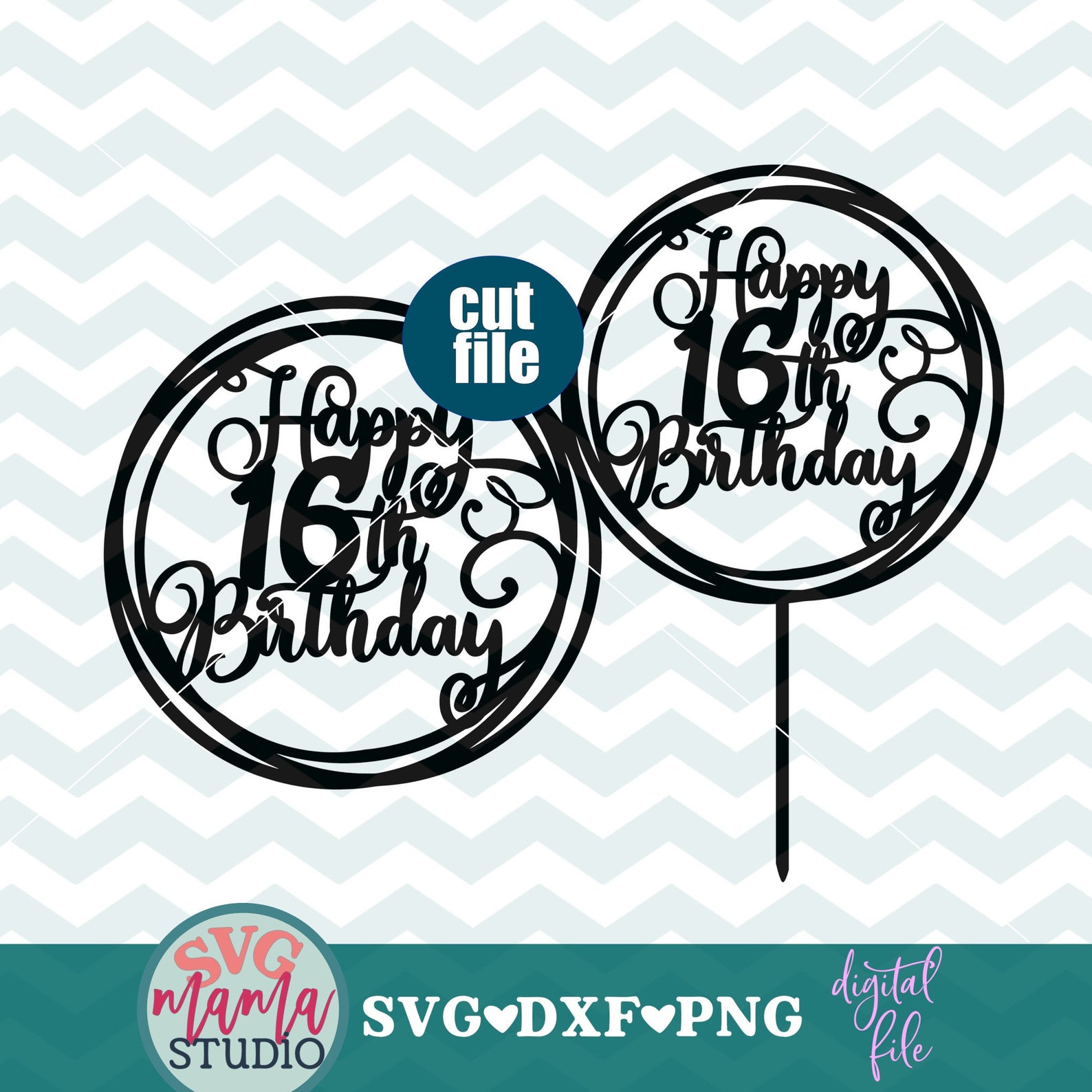 16th Birthday Svg Cake Topper Svg Happy 16th Birthday Svg | Etsy