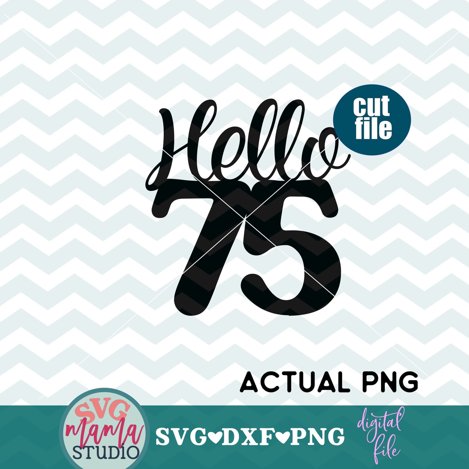 Hello 75 Svg, Cake Topper Svg, Happy 75th Birthday Svg, Dxf, Png ...