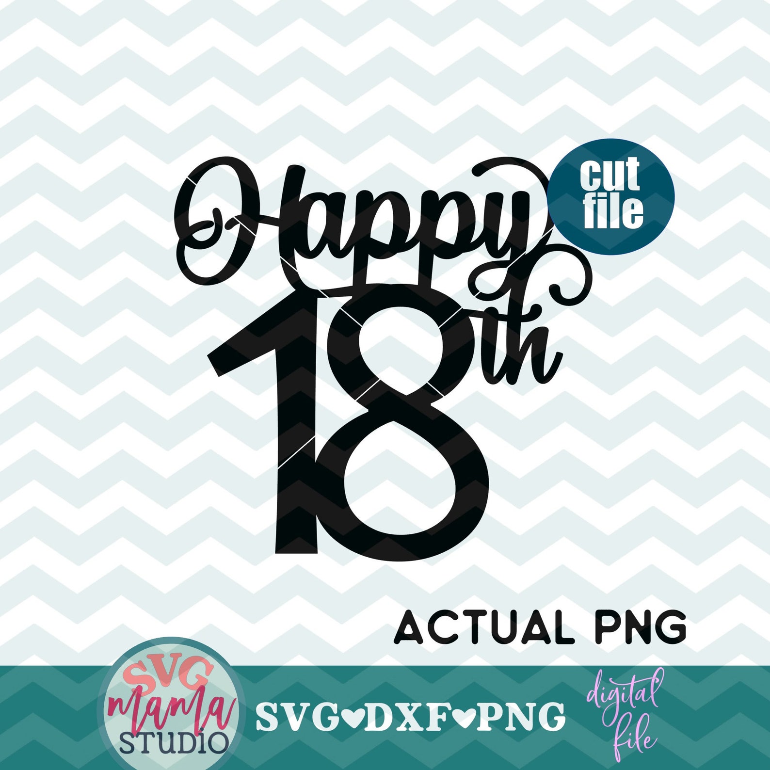 Happy 18th Birthday Svg, Cake Topper Svg, Birthday Svg, Dxf, Png, 18th ...