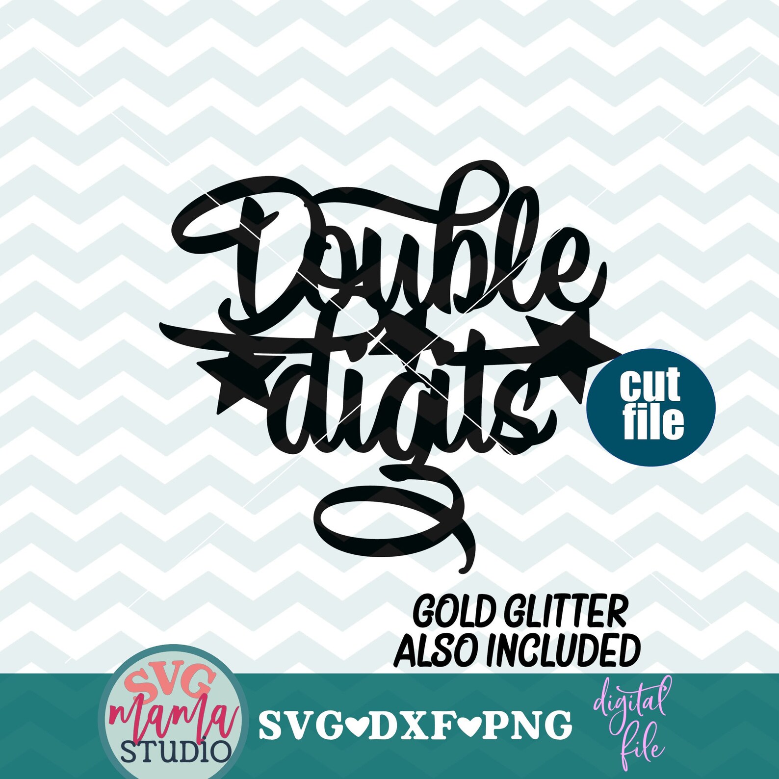 Double Digits Svg Cake Topper Svg Cut File 10th Birthday - Etsy