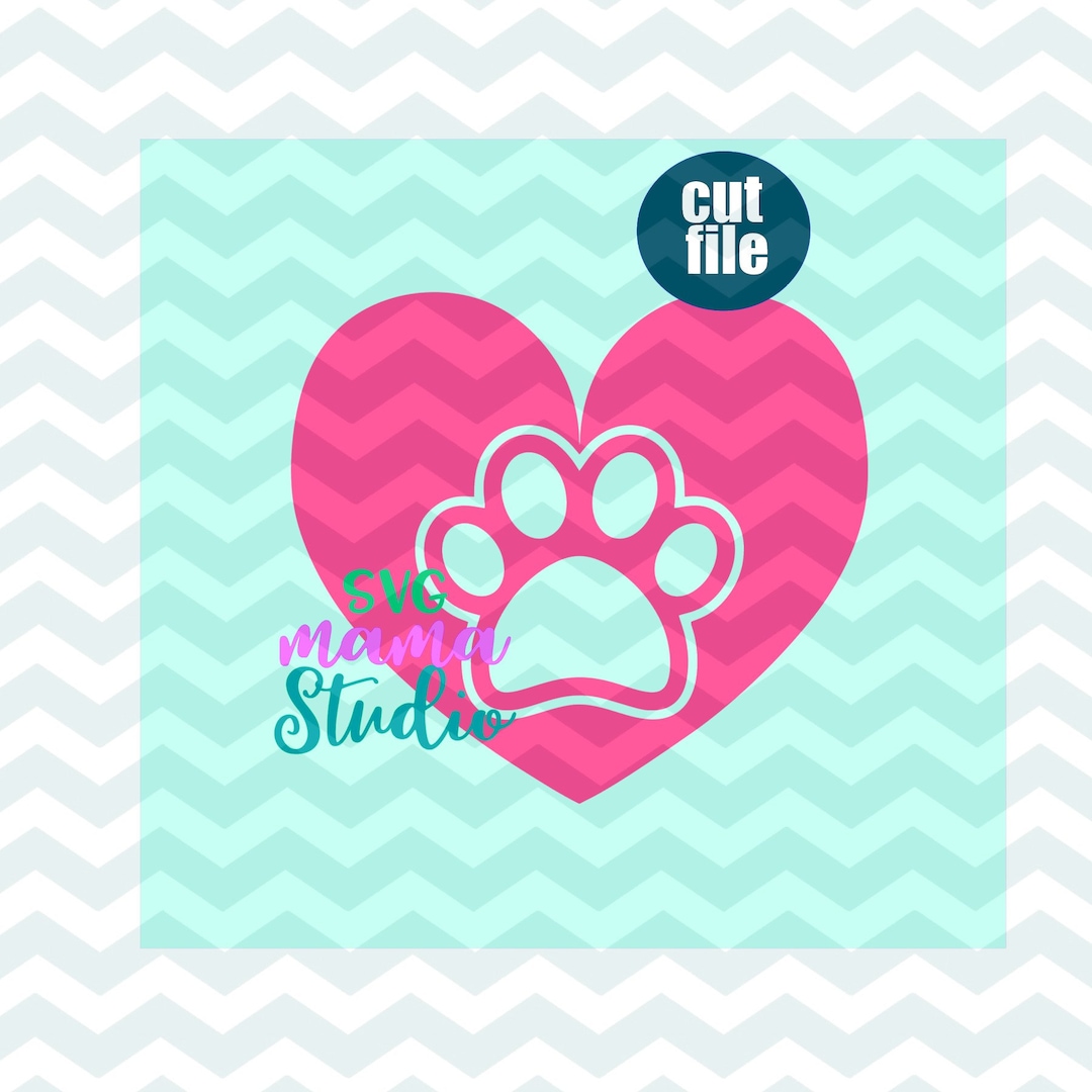 Paw Print Svg File for Cricut and Silhouette, Heart and Paw Print Svg ...