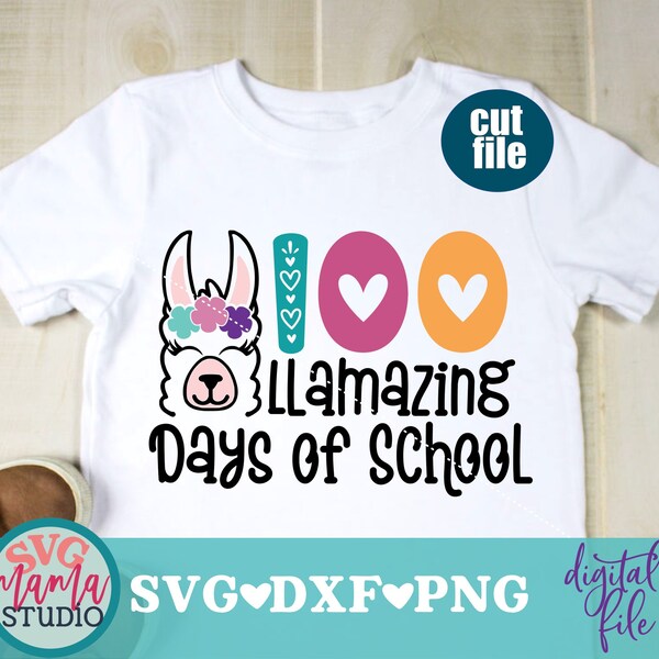 100th Days of School With Llama Svg - Etsy