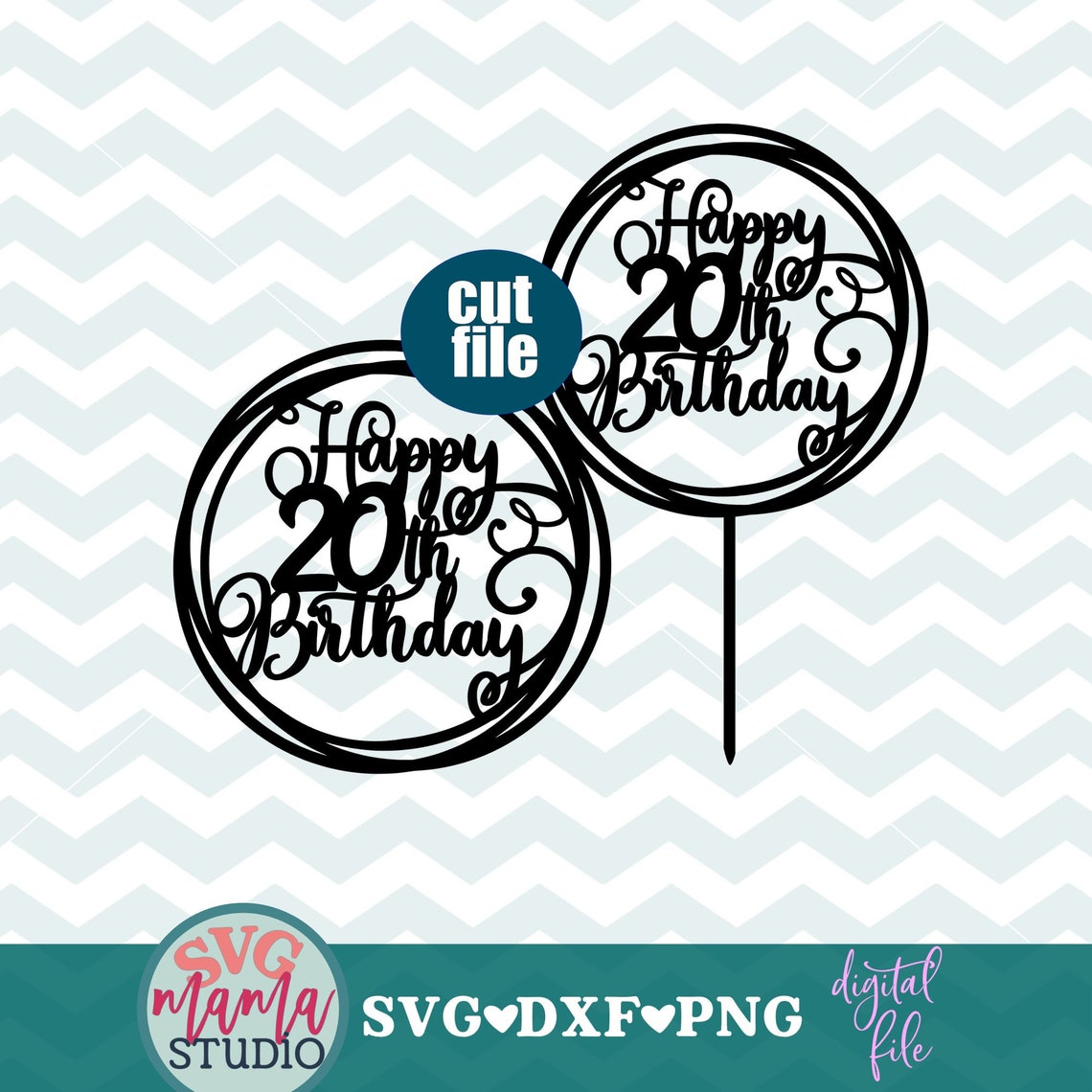 20th Birthday Svg Cake Topper Svg Happy 20th Birthday Svg - Etsy Canada