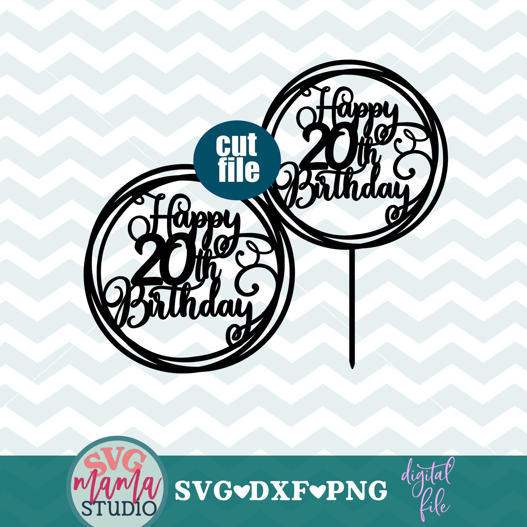20th Birthday Svg Cake Topper Svg Happy 20th Birthday Svg Etsy Canada