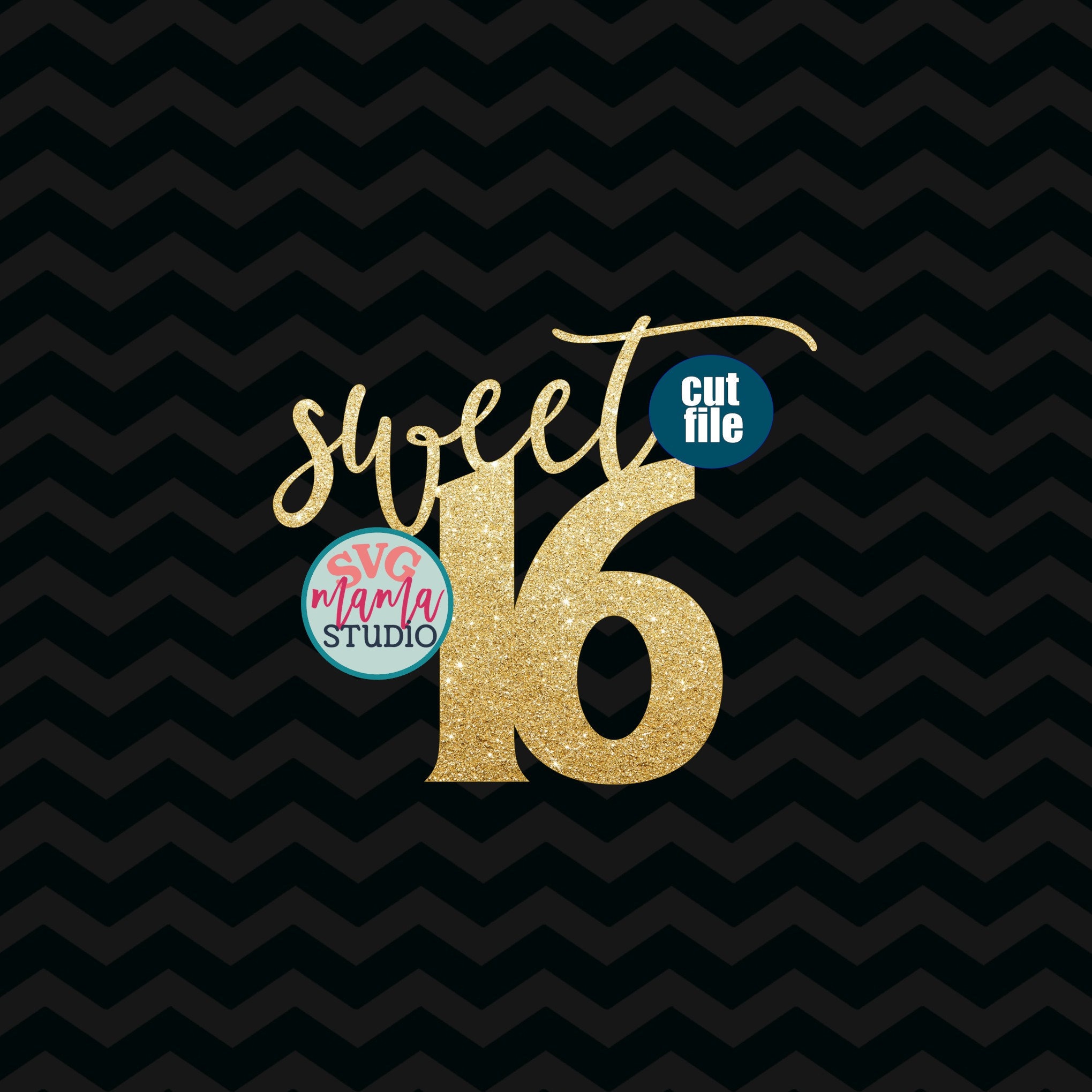 Sweet 16 Svg - Cake Topper Svg Cut File - 16th Birthday Svg, Sixteen ...