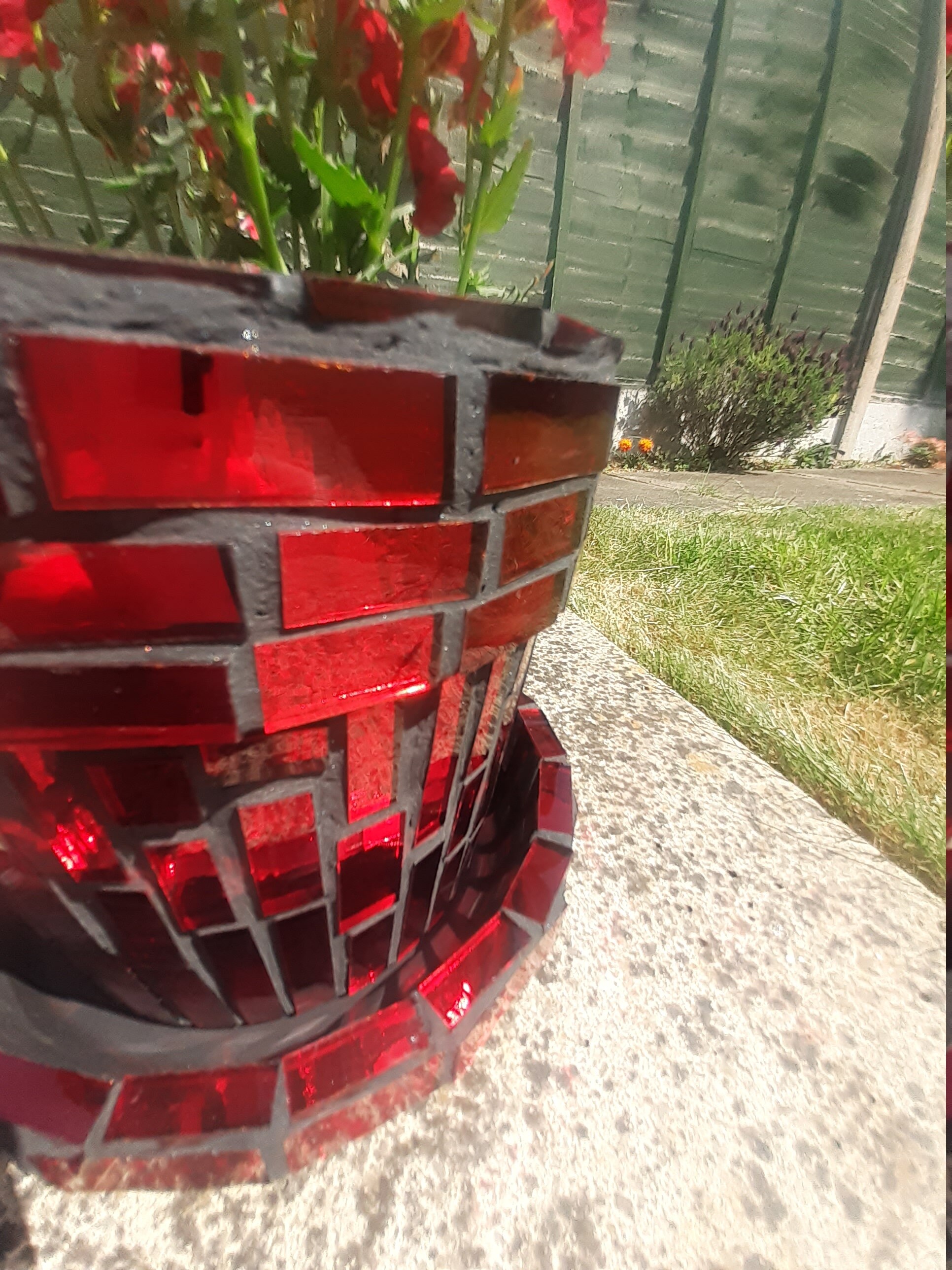 Red Mirrored Mosaic Plant Pot - Etsy