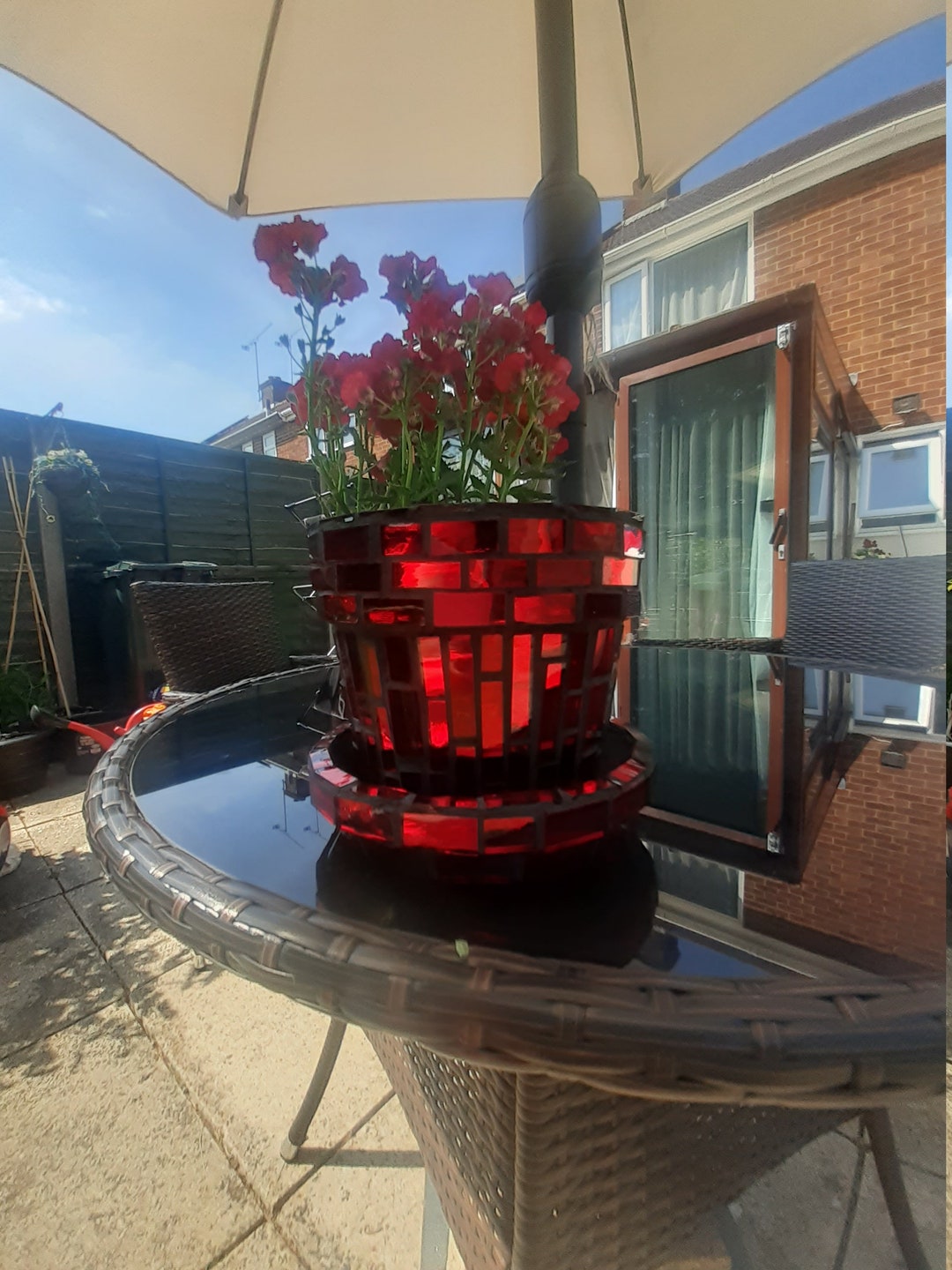 Red Mirrored Mosaic Plant Pot - Etsy