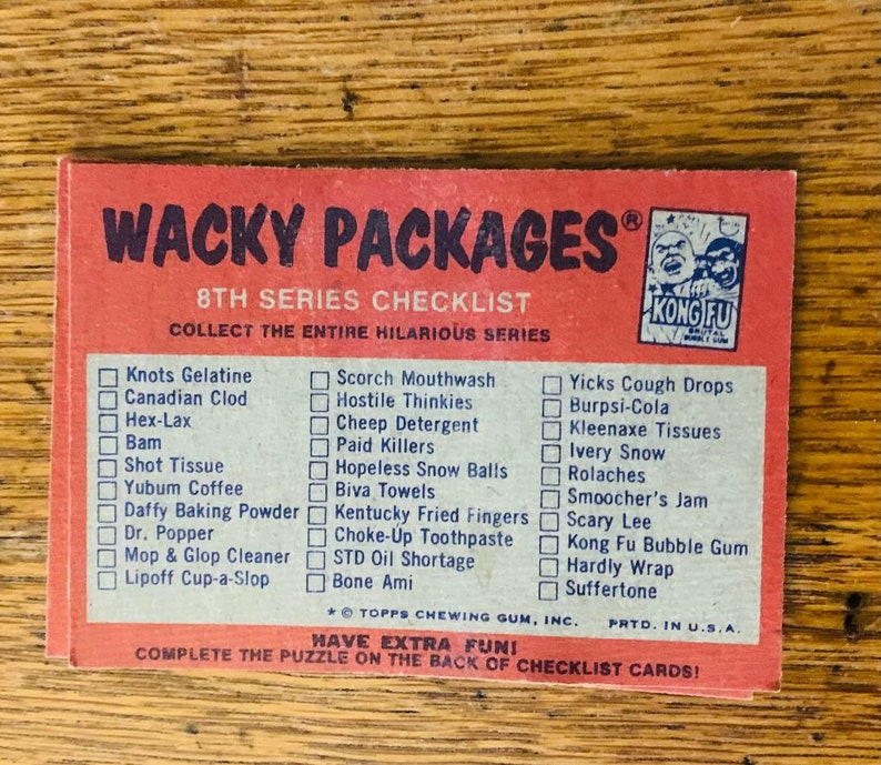 Vintage 70s Topps Chewing Gum Wacky Packages 8th Series Full - Etsy