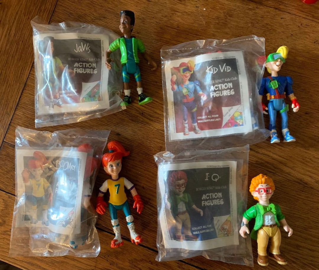 Burger King Kids' Club Vintage Kid Vid, Boomer, Jaws, and IQ 1990 ... Burger King Kids' Club Vintage Kid Vid, Boomer, Jaws, and IQ 1990 ...