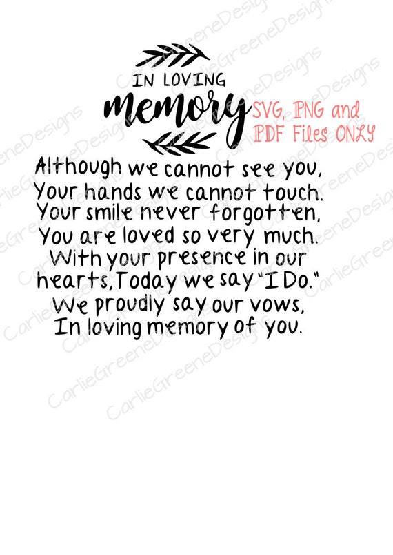 Memory Poem For Wedding Go Gently Bereavement Poetry Print