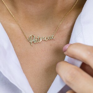 Patricia Name Necklace, 14k Solid Gold Nameplate Necklace, Personalized ...