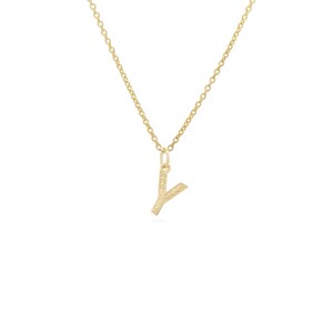 Y Initial Necklace, 14k Solid Gold Letter Necklace, Customized Necklace ...