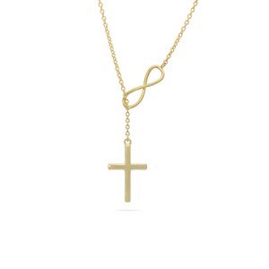 14K Solid Gold Infinity Cross Necklace: Christian Faith Pendant - Etsy