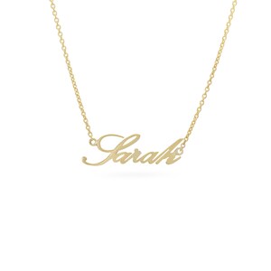 Sarah Name Necklace, 14k Solid Gold Nameplate Necklace, Personalized ...