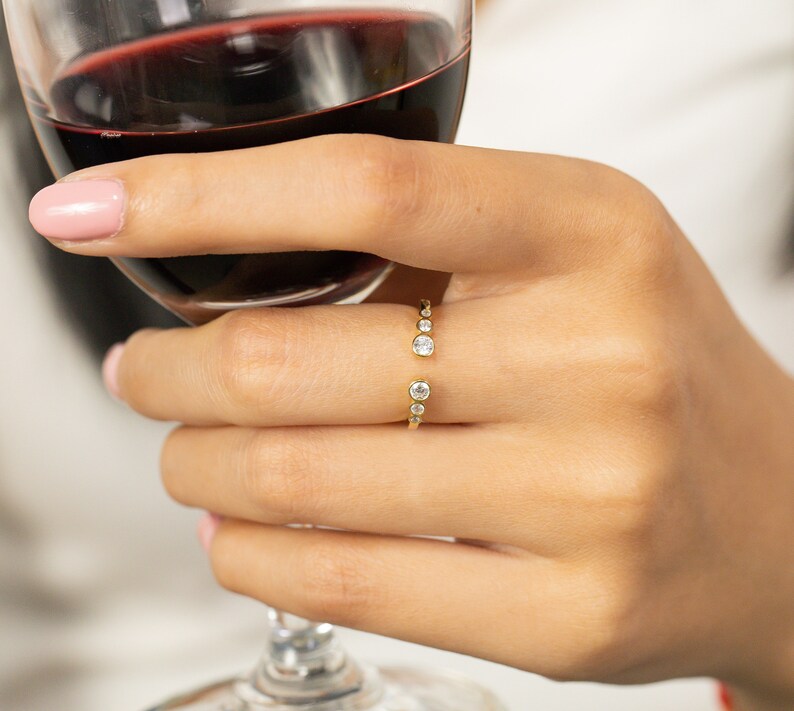 Bezel Set Diamond Open Ring 14K Solid Gold Open Cuff Diamond - Etsy