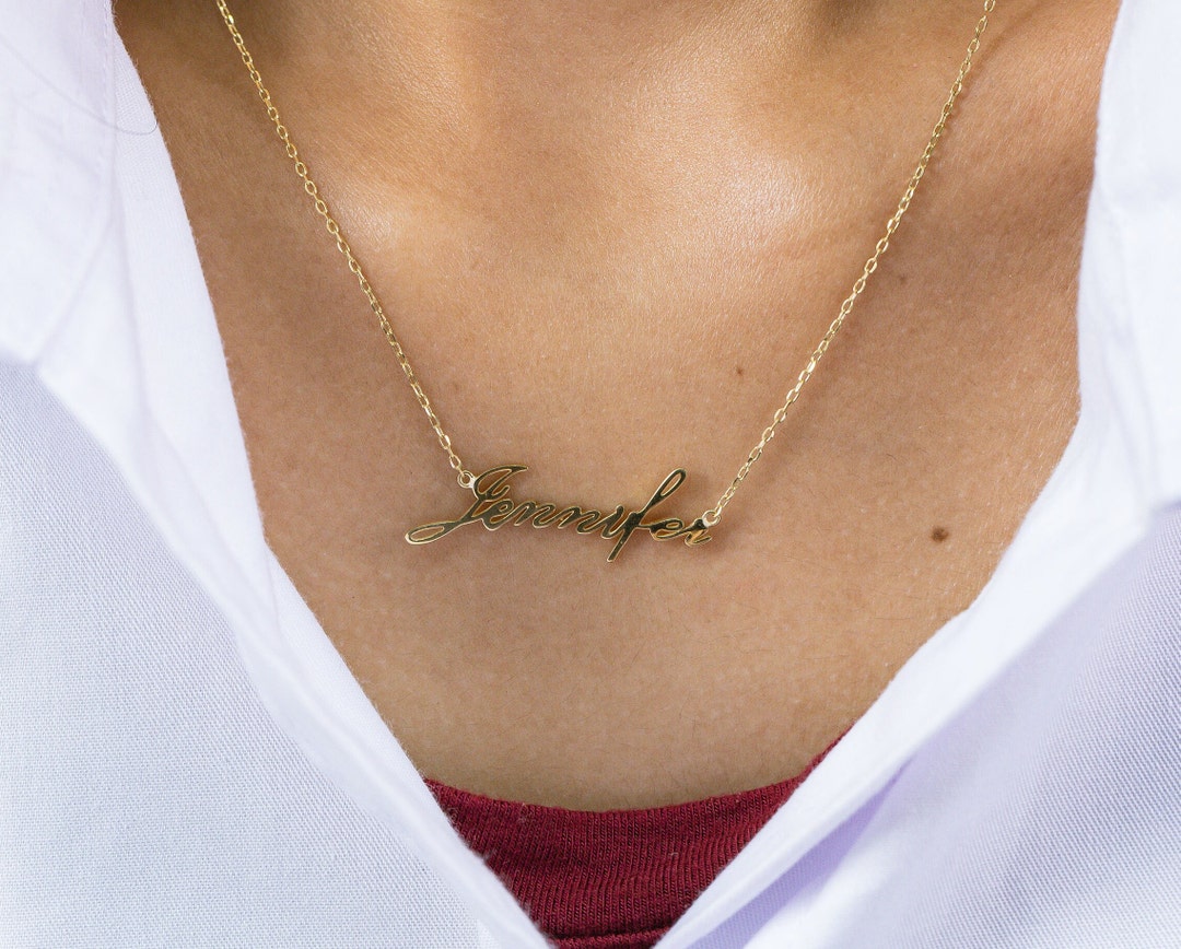 Personalized Name Necklace, Jennifer Name Necklace, 14K Solid Gold ...