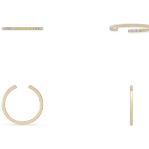 Diamond Open Ring, 14K Solid Gold Diamond Band, Open Enhancer Band ...