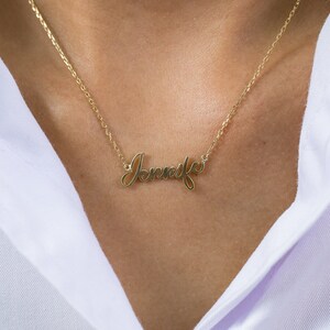 Jennifer Name Necklace, 14k Solid Gold Nameplate Necklace, Personalized ...