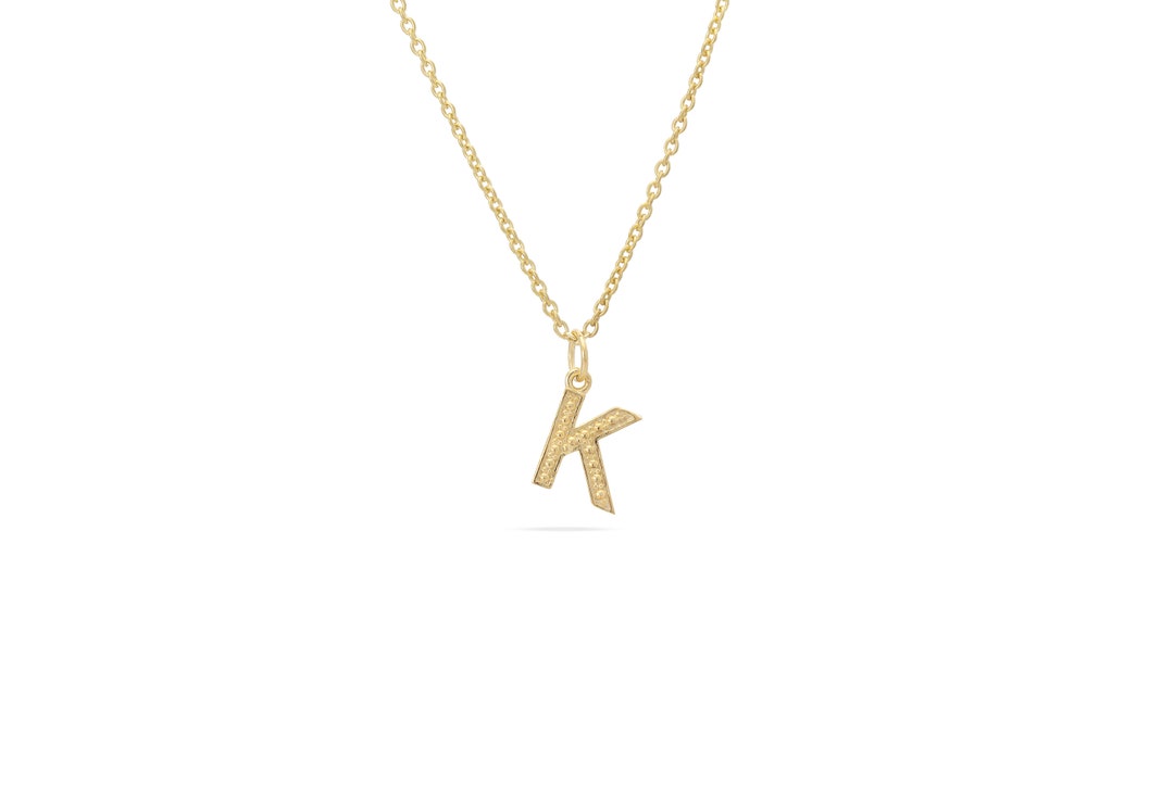 K Initial Necklace, 14k Solid Gold Letter Necklace, Customized Necklace ...