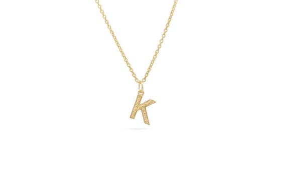 K Initial Necklace 14k Solid Gold Letter Necklace Customized - Etsy