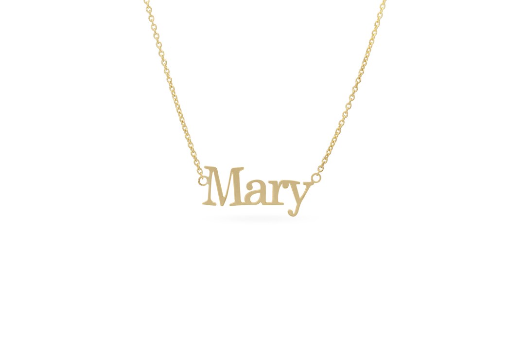 Mary Nameplate Necklace, Custom Name Jewelry, 14K Solid Gold Nameplate ...