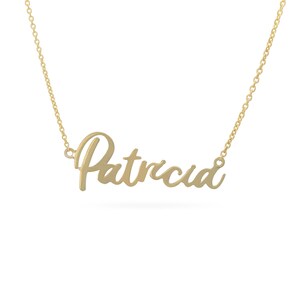 Patricia Name Necklace, 14k Solid Gold Nameplate Necklace, Personalized ...