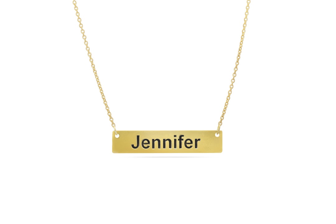 Jennifer Name Necklace, 14K Solid Gold Nameplate Necklace, Personalize ...