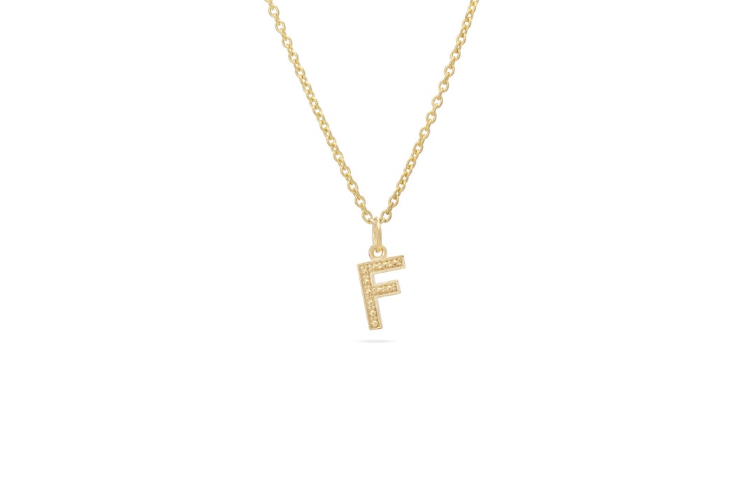 F Initial Necklace, 14k Solid Gold Letter Necklace, Customized Necklace ...