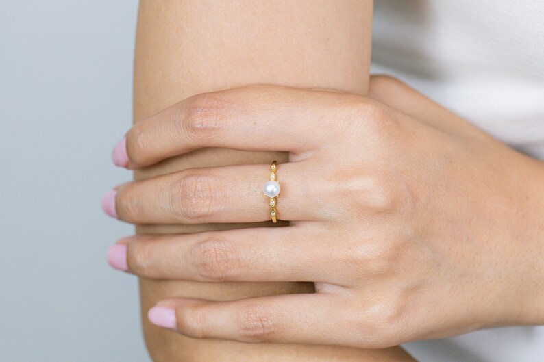 Pearl and Diamond Engagement Ring June Birthstone Ring Pearl - Etsy